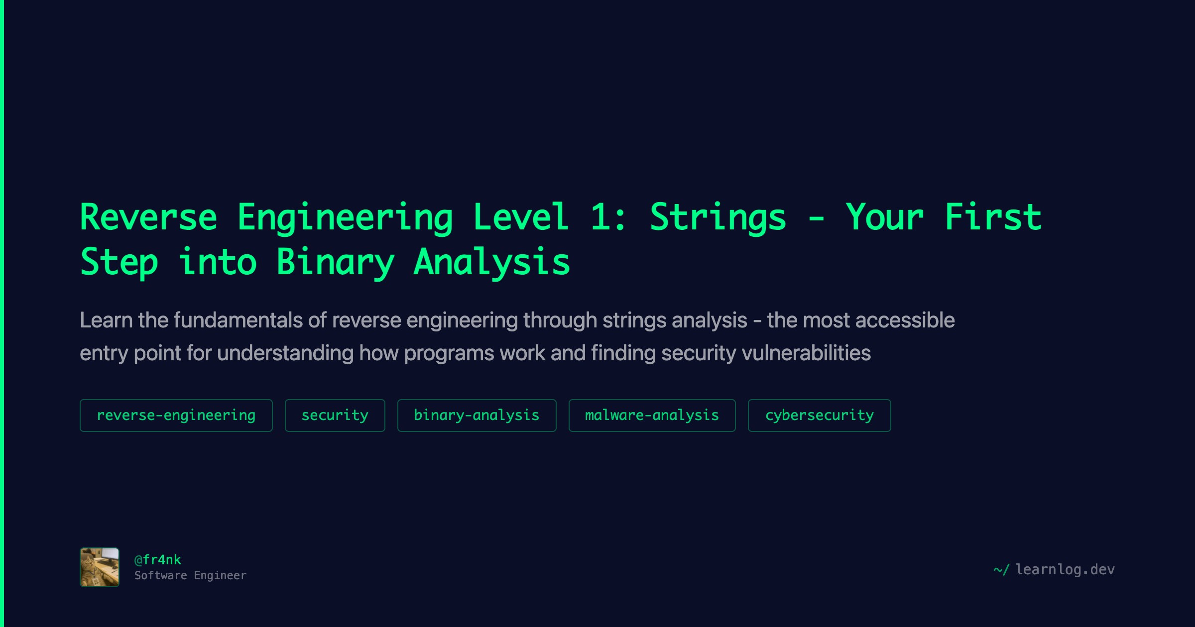 Reverse Engineering Level 1: Strings - Your First Step into Binary Analysis | LearnLog